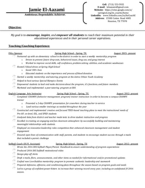 PT and Coach Resume' | PDF