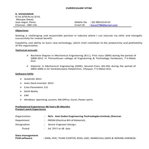 Resume_Sivakumar | PDF