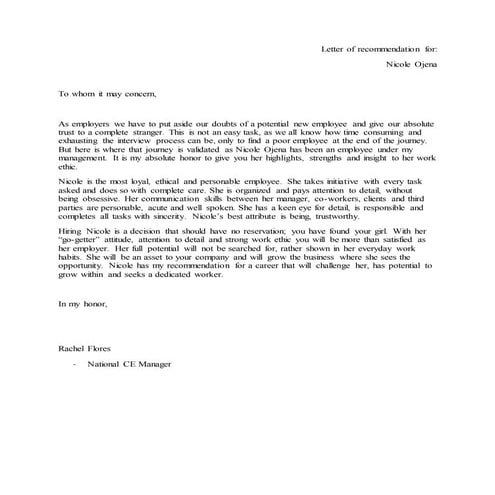 Tamra Letter | DOCX