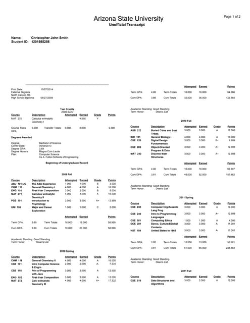 Transcript ASU | PDF