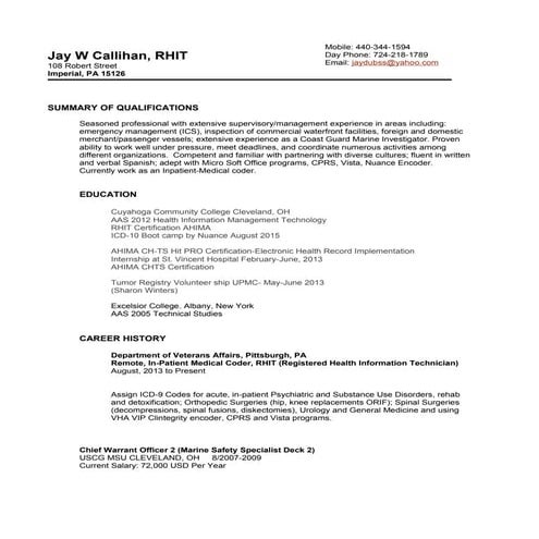 Jay W Callihan,RHIT | PDF