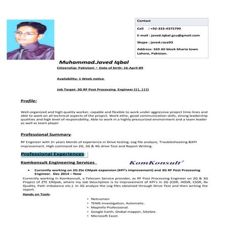 CV(M.Javed ) | DOC | Smartphones | Consumer Electronics