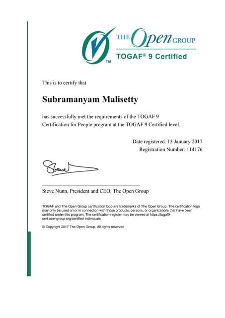 Togaf_Certificate | PDF