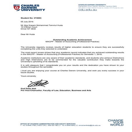 Outstanding Academic Achievement_Semester 1, 2016 | PDF