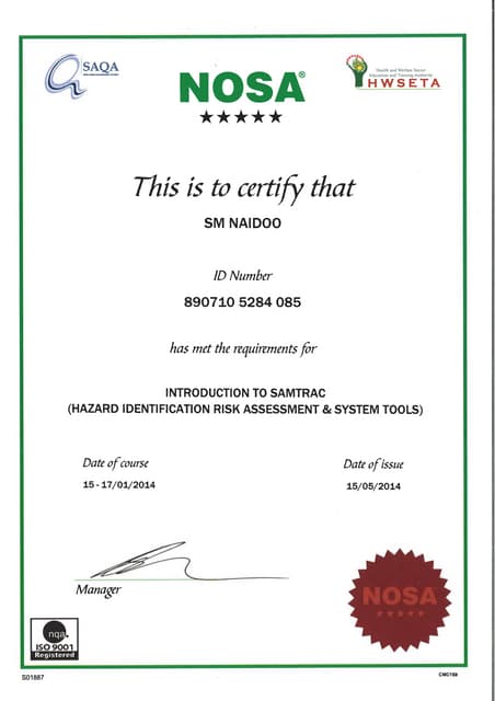 OHS Certificate | PDF