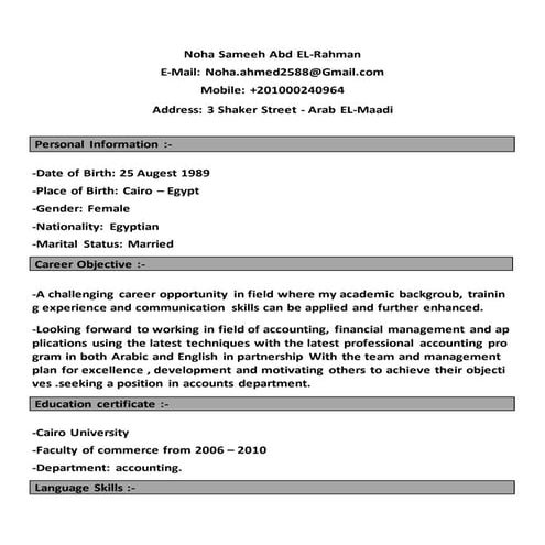 c.v Noha | DOCX