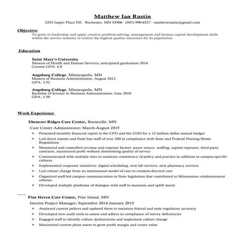 Matt Rustin Resume 2015 | DOC