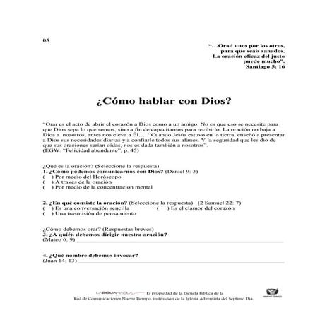 05/23 – Cómo hablar con Dios – CURSO BÍBLICO – LA BIBLIA HABLA | PDF