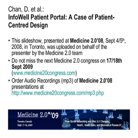 InfoWell Patient Portal: A Case of Patient-Centred Design [05 Cr2 1100 ...