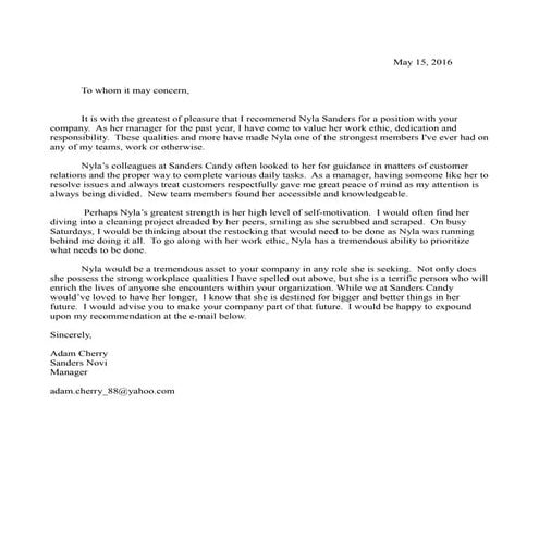 Nyla Recommendation | PDF