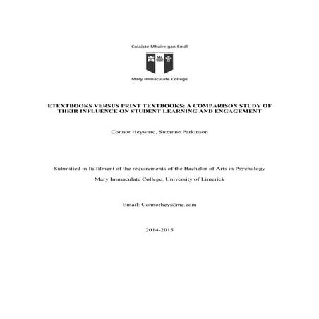 Etextbooks Versus Print Textbooks- A Comparison Study Of Their ...