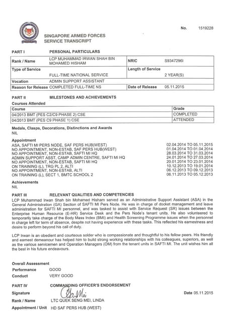 (NS) Certificate Of Service for Sunil Nayansengeran