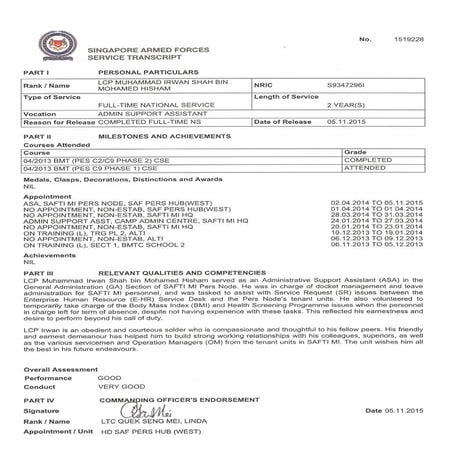 SAF Service Transcript | PDF