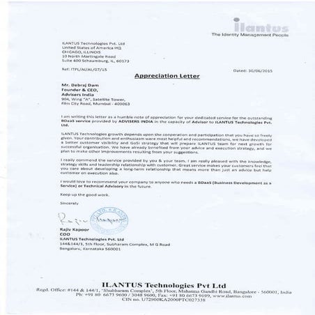 Appriciation Letter - 300615 | PDF