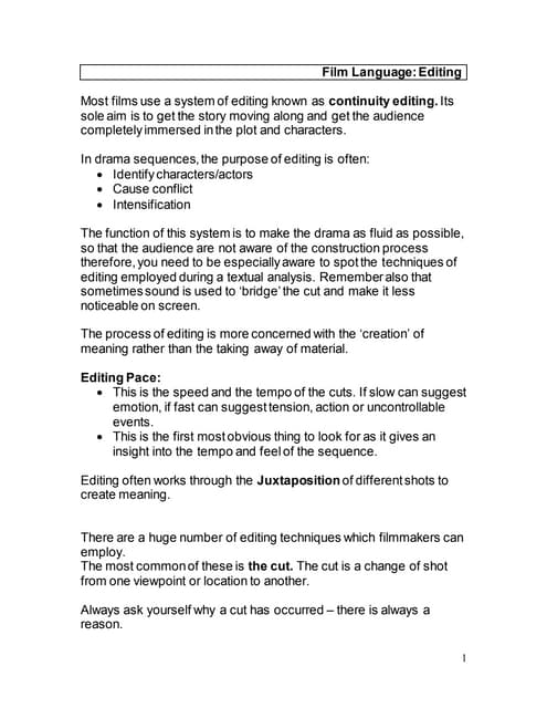 Editing notes sheet | PDF