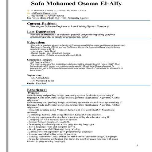 Safa_El-Alfy Resume | DOCX | Programming Languages | Computing