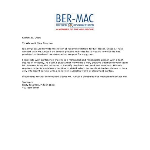 SLP Letter of Recommendation