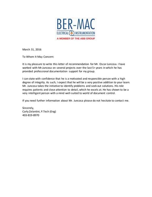 Cjs electrical reference letter | PDF