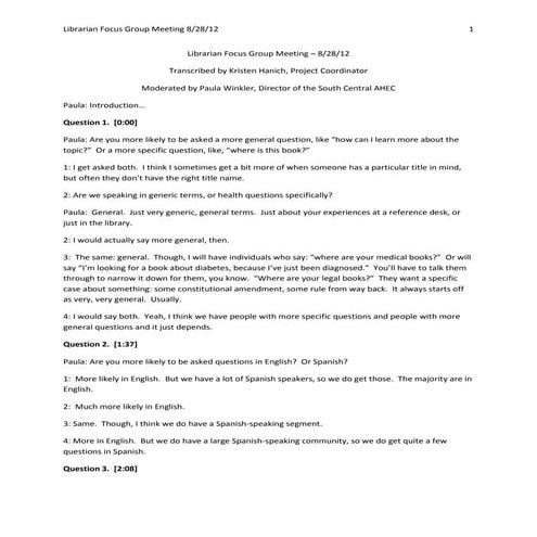 Family Health History Focus Group Transcription | DOCX