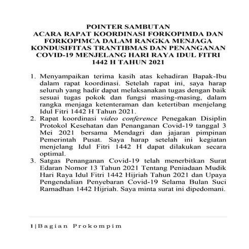 05 mei 2021, sambutan bupati wonosobo rakor kesbangpol | PDF