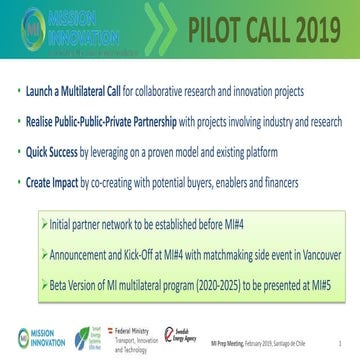 Mission innovation multilateral pilot call - One Pager | PPT