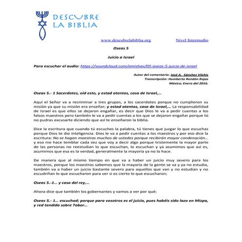 05 Oseas 5. Juicio a Israel | PDF