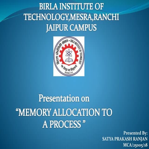 Memory Allocation to a process | PPTX