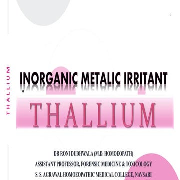 Thallium- inorganic metallic poison (Forensic Toxicology) | PPTX