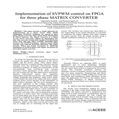 Implementation Of Svpwm Control On Fpga For Three Phase Matrix 4511
