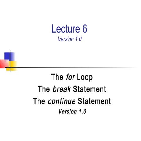 Lec 06. For Loop / Break / Continue | PPT