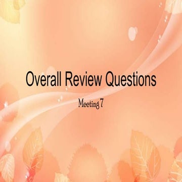 Reading Comprehension - Overall Review Questions | PPTX