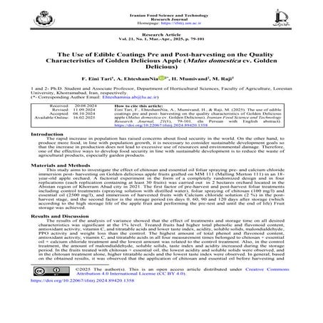 The Use of Edible Coatings Pre and Post-harvesting on the Quality ...