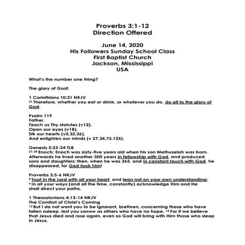 06-14-20, Proverbs 3;1-12, Direction Offered | PDF