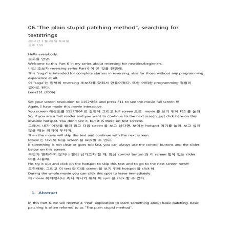 06.the plain stupid patching method, searching for textstrings hangul | PDF