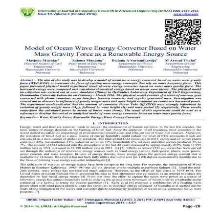 Model of Ocean Wave Energy Converter Based on Water Mass Gravity Force ...