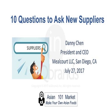 10 Questions to Ask New Suppliers | PPTX
