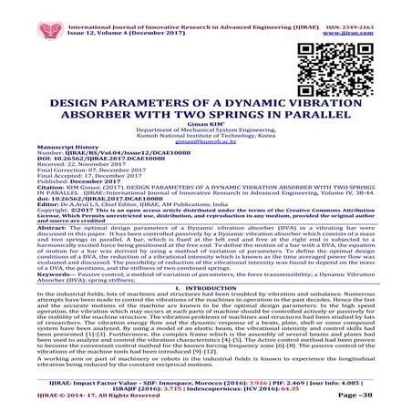 DESIGN PARAMETERS OF A DYNAMIC VIBRATION ABSORBER WITH TWO SPRINGS IN ...