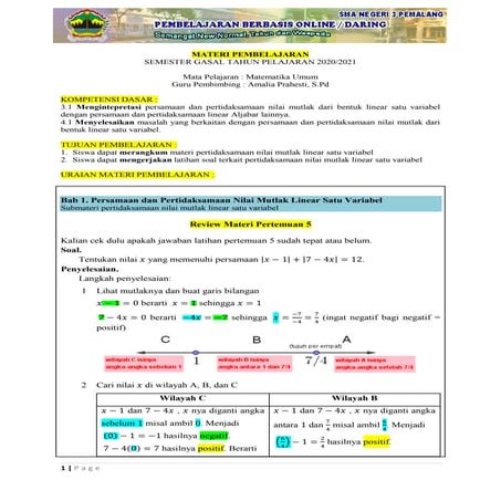 Pertemuan 6 bab 1 nilai mutlak revisi | PDF