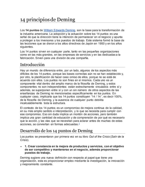 La norma cero defectos de Crosby y Los 14 Principios de calidad de ...