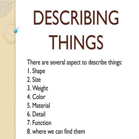 06. Describing Things Power Point For Speaking Class | PPTX