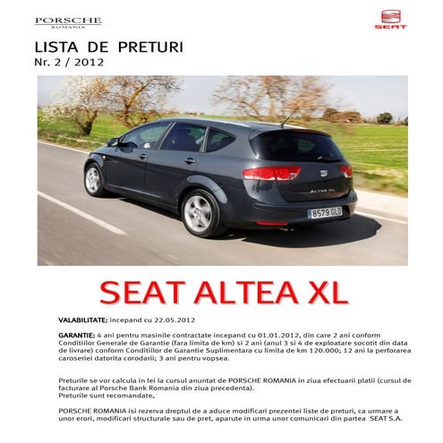 Lista preturi Seat Altea XL | PDF