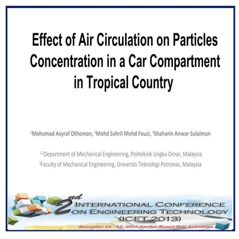 Effect of recirculation on air quality in a car compartment | PPT