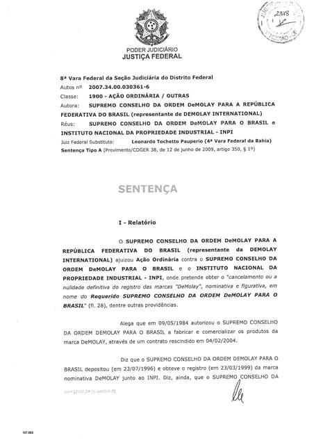 Parecer INPI - Processo JFDF