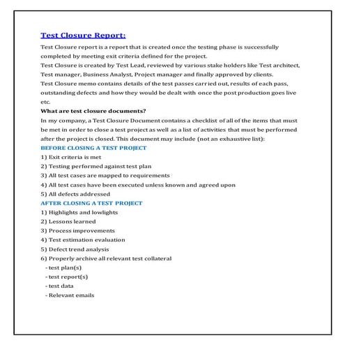 Test closurereport | DOCX