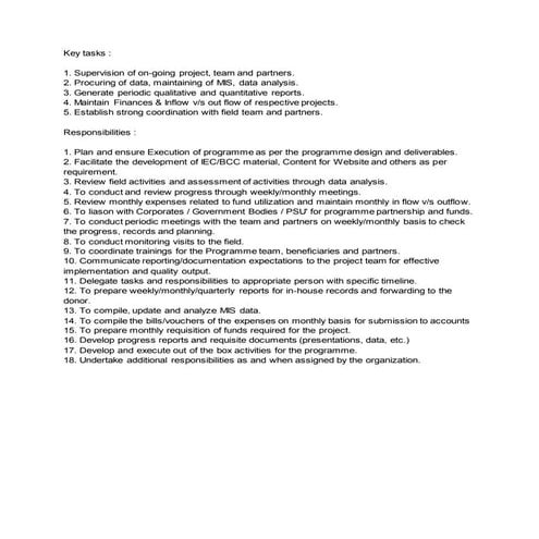 Roles and Responsibilities of MMC | DOCX