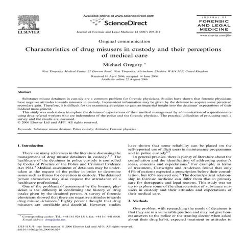 Characteristics of drug misusers and their perceptions of medical care ...