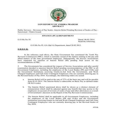 Interim Relief to State Government Employees | PDF
