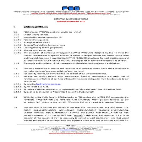 FSG Company & Services Profile | PDF