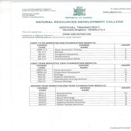 1 Brighton transcript of results | PDF