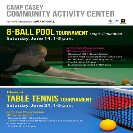 Casey CAC Pool & Table Tennis | PDF